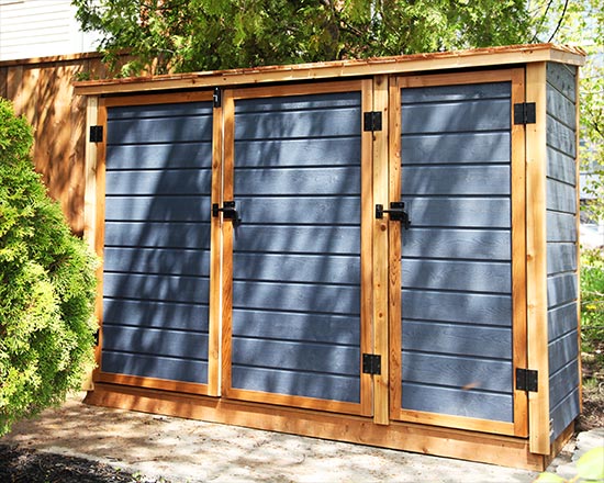 Triple Bin Storage Shed for Garbage Bins & Recycling Bins | Redwood Sheds
